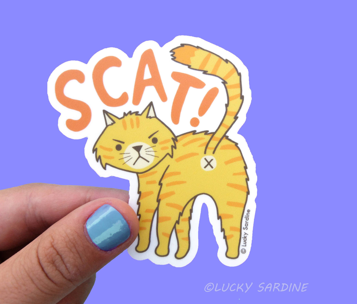 Tabby Cat Butt, Scat Scram, Funny Orange Bum Vinyl Sticker – Kazoodles Toys