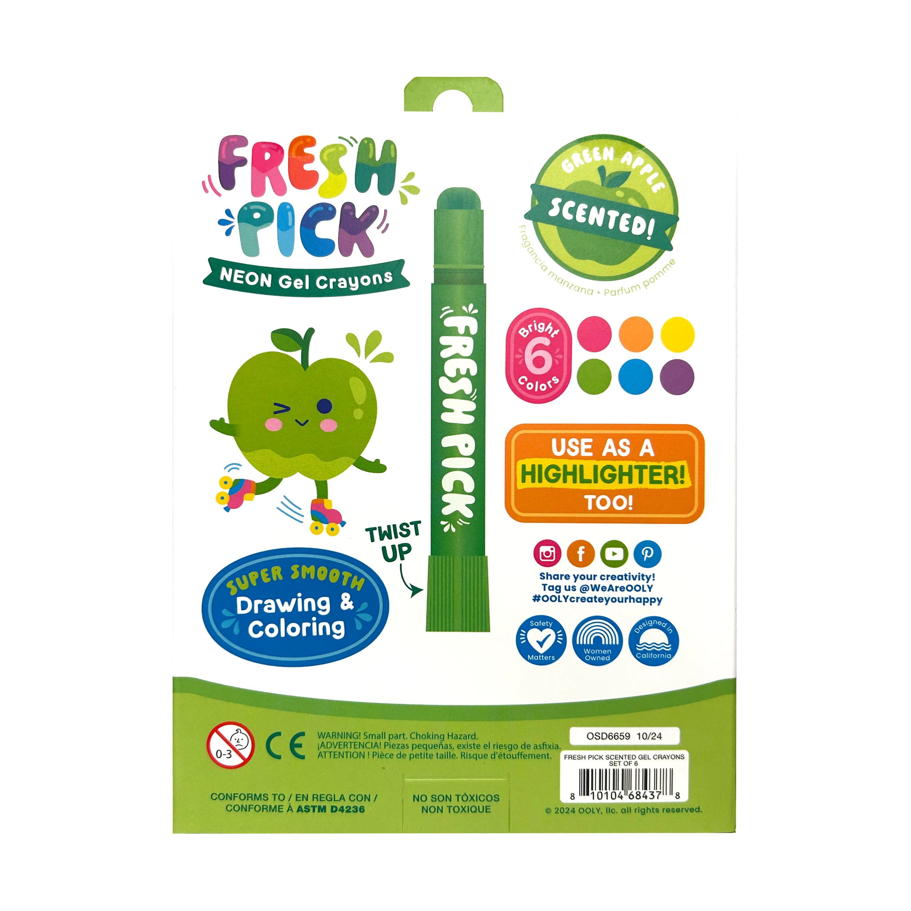 Fresh Pick: Apple Scented Gel Crayons (Set of 6) – Kazoodles Toys
