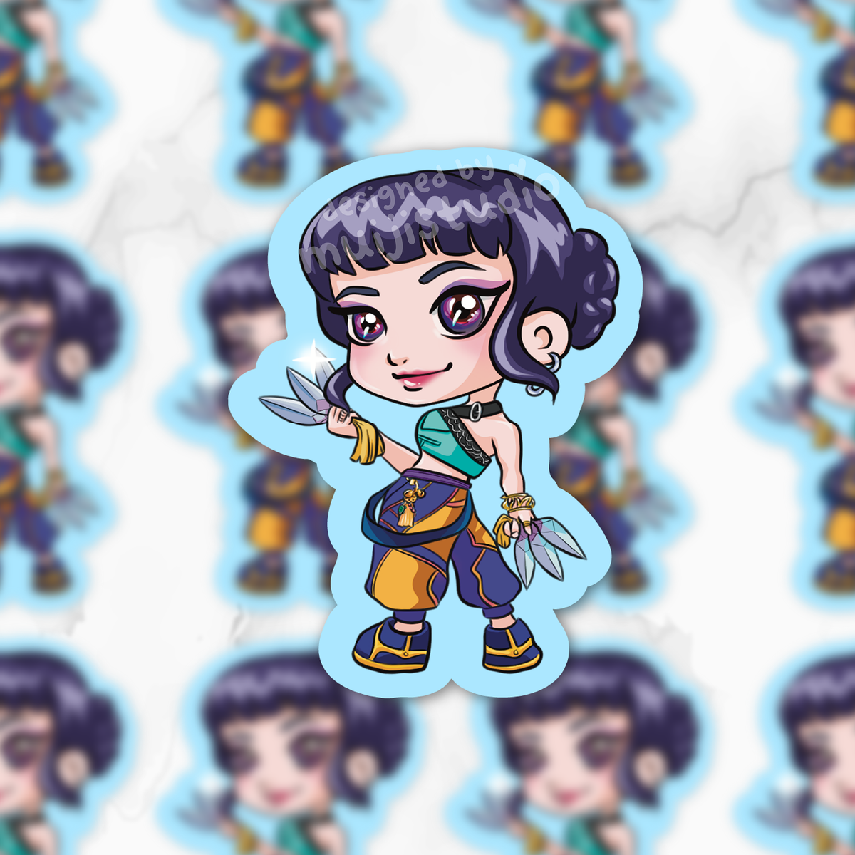Black Hair Kpop Korean Girl Zoey Demon Hunter Vinyl Sticker – Kazoodles ...